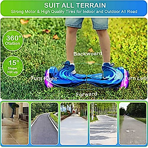 CBD Hoverboard for Kids Adults, All Terrain Hoverboards Load Up to 200LBS- 6.5" Tires Large Battery Hoverboard Bluetooth Speakers & 3D LED Light-Hover Board UL2272 Certified-Christmas Kids Gift- BL
