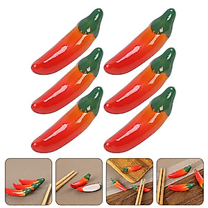 Angoily 6pcs Chopsticks Rests Ceramic Mini Pepper Shape Cute Dinner Spoon Stand Fork Holder Rack Chopsticks Utensil Cutlery Stand