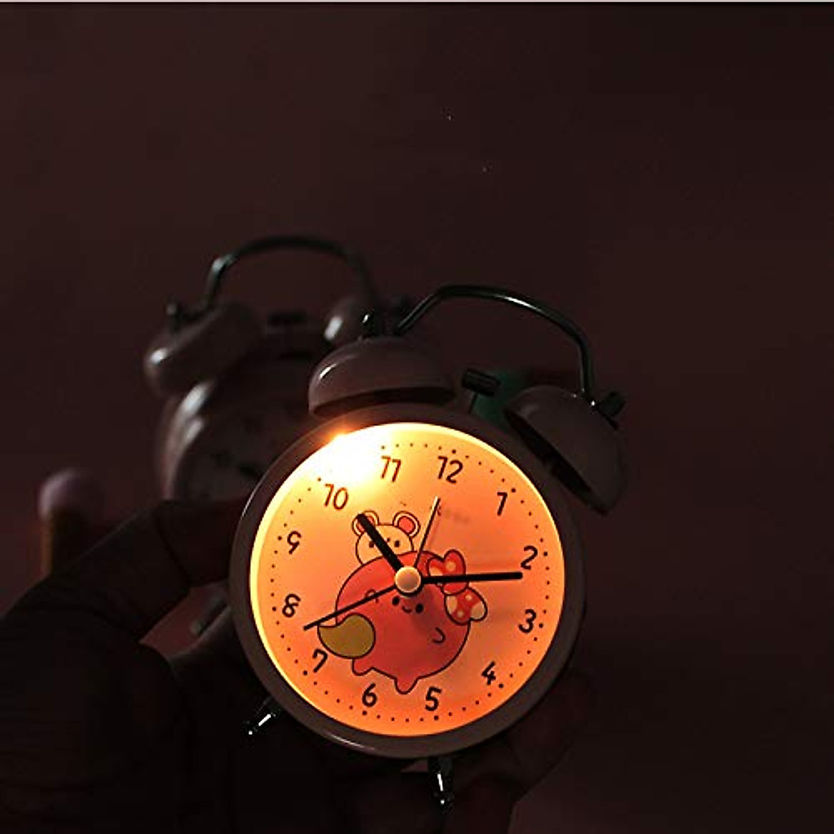 Analog Alarm Clock Twin Bell Alarm Clock for Bedroom with Cute Animal Pattern Modern Small Alarm Clock, Battery Operated Loud Alarm Clock By Fashion Style for Home Office Kids Alarm Clocks ( Color : G