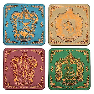 Paladone Harry Potter Coasters for Drinks - Hogwarts Crest Design - Premium Metal Drink Coasters