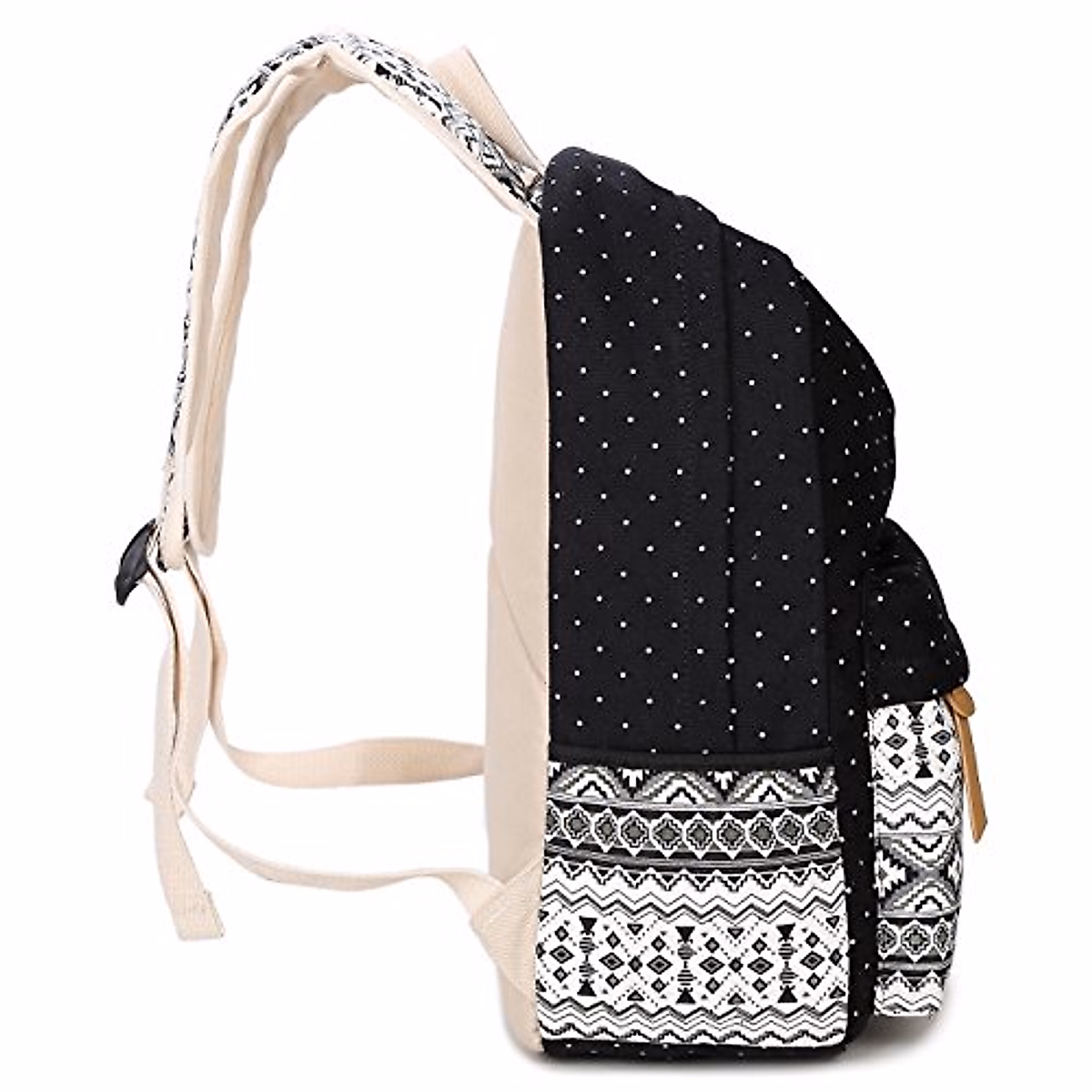 Goldwheat Canvas Print Backpack Cute Teen Backpacks for Girls School Bag with Lunch Bag