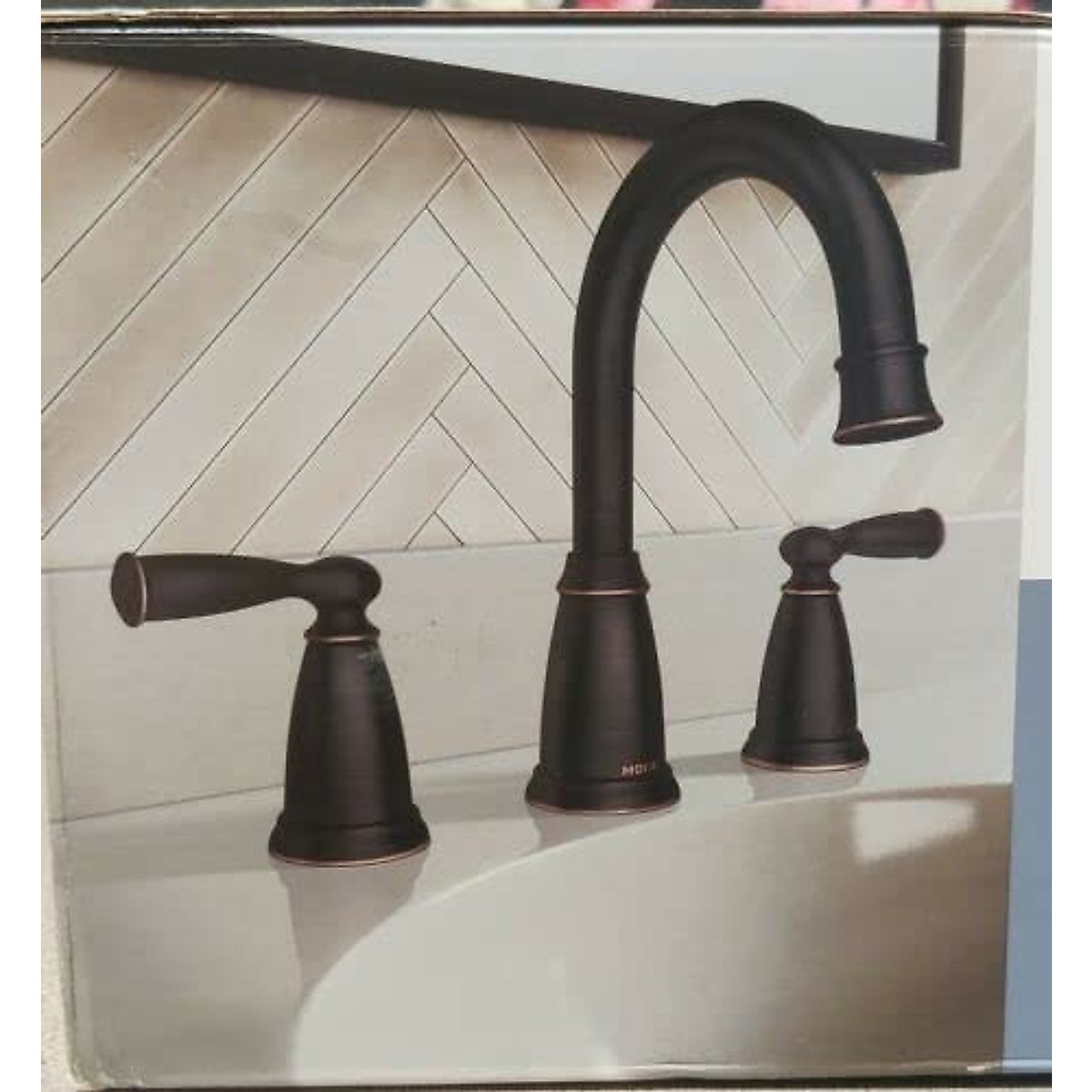Moen Banbury 8 in. Widespread Double Handle High-Arc Bathroom Faucet in Mediterranean Bronze