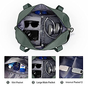 Travel Bag,Waterproof Duffel Gym Tote Bag with Toiletries Bag,Weekender Carry On Overnight Bags for Women with Trolley Sleeve Wet Pocket,Duffel Hospital Bag, Green Set