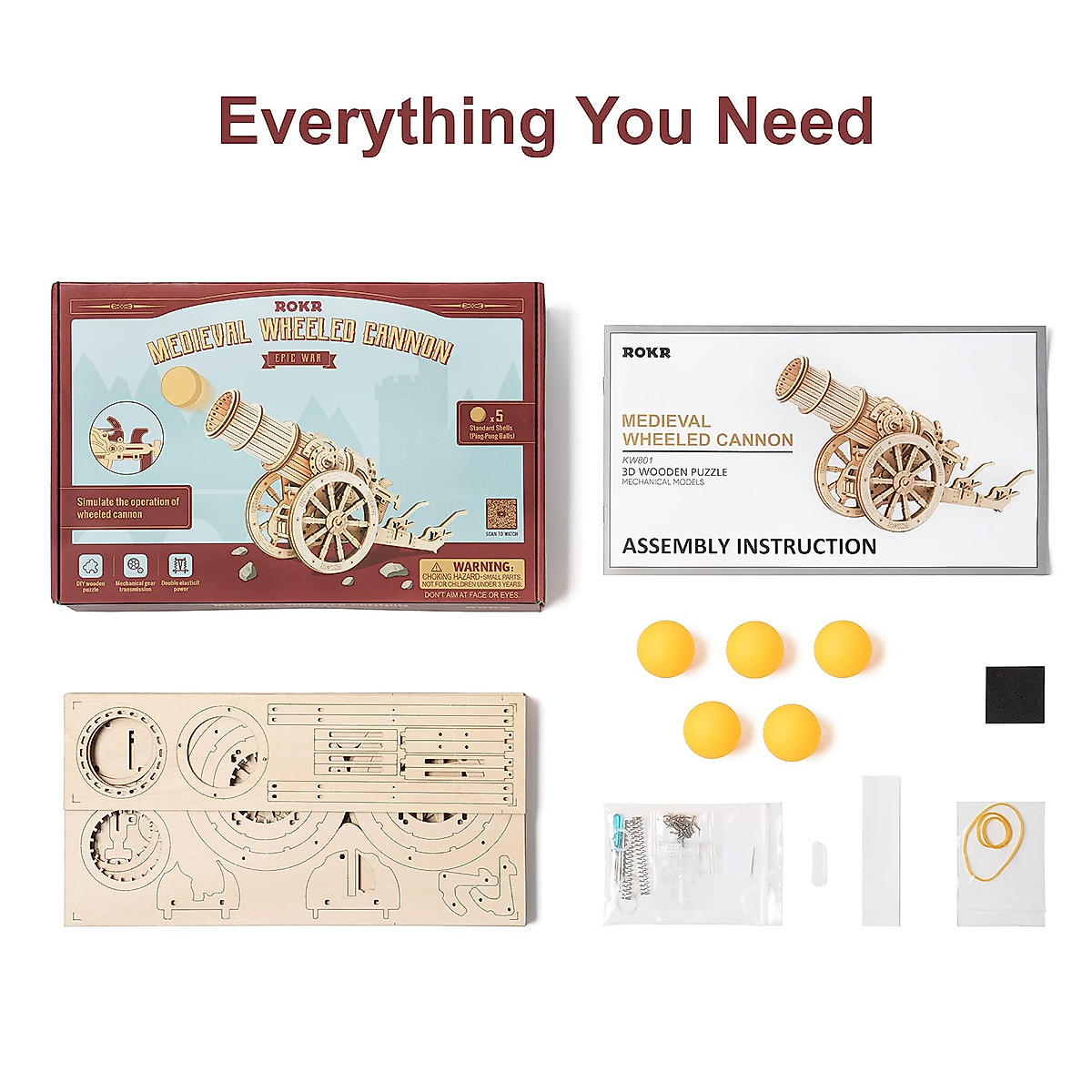 ROKR 3D Wooden Puzzles for Adults-Catapult Kit-Model Toys DIY Craft Kits Brain Teaser Gift for Kids Adults