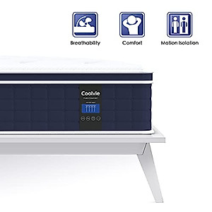 Coolvie 12 Inch Queen Mattress, Hybrid Queen Mattress in a Box, Pocket Springs with Soft Knitted Fabric Cover for a Cool Sleep & Pressure Relief, Medium Firm Feel with Motion Isolation