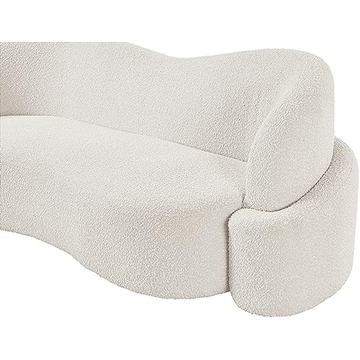 Meridian Furniture 108Cream-L Principessa Collection Modern | Contemporary Loveseat with Rich Cream Boucle Fabric, Curved Seat and Back, 68" W x 35" D x 29" H, Cream