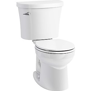 KOHLER Kingston™ Two-Piece Round-Front 1.28 Gpf Toilet with Left-Hand Trip Lever, and Tank Cover Locks