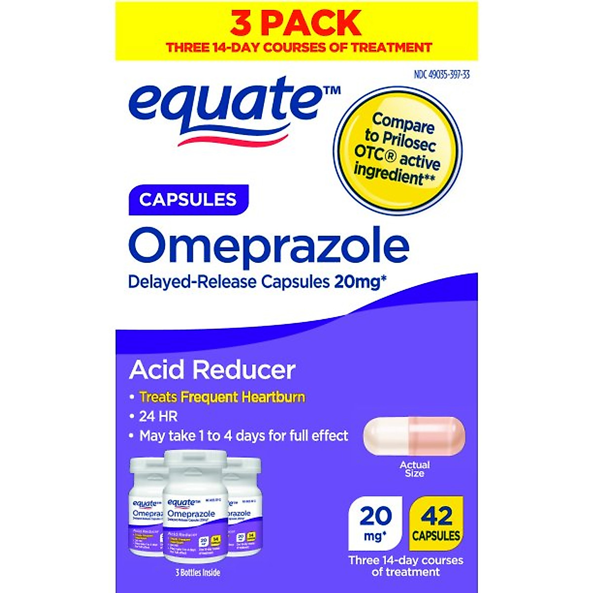 Equate - Omeprazole Magnesium 20.6 mg, Acid Reducer, Delayed Release, 42 Capsules by Equate