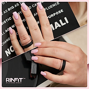 Rinfit Silicone Wedding Rings for Women - Soft, Stackable & Thin Silicone Ring Women - Rubber Wedding Bands Women- U.S. Design Patent Pending - SetP, Size 8