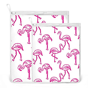 Flamingo Pink Laundry Bags Mesh Wash Bags Set of 2 Delicates Bag for Washing Machine Mesh Laundry Bag for Bra Shoe Lingerie Travel Laundry Dorm Room Essentials