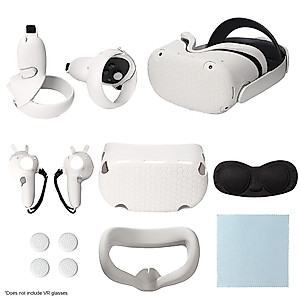 BWWNBY Soft Silicone Game VR Accessories Facial Pad Protective Cover Set VR Headset Cover Fit for Oculus Quest 2(Grey)