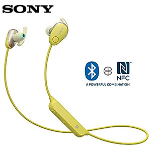 Sony WI-SP600N Premium Waterproof Bluetooth Wireless Extra Bass Sports in-Ear 6 Hr of Playback Headphones/Microphone (International Version) (Yellow)