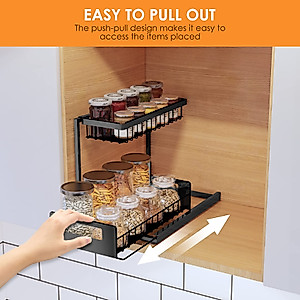 Under Sink Organizer, 2 Tire Sliding Countertop Organizer, Under Sink Storage Drawer Shelf for Kitchen Bathroom Sink Organizers and Storage