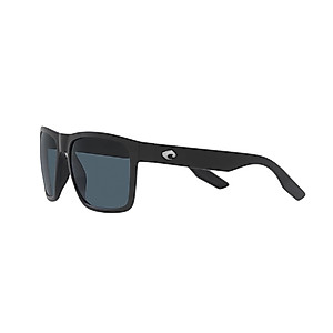 Costa Del Mar Mens Paunch XL Square Sunglasses, Matte Black/Grey Polarized-580P, 59 mm