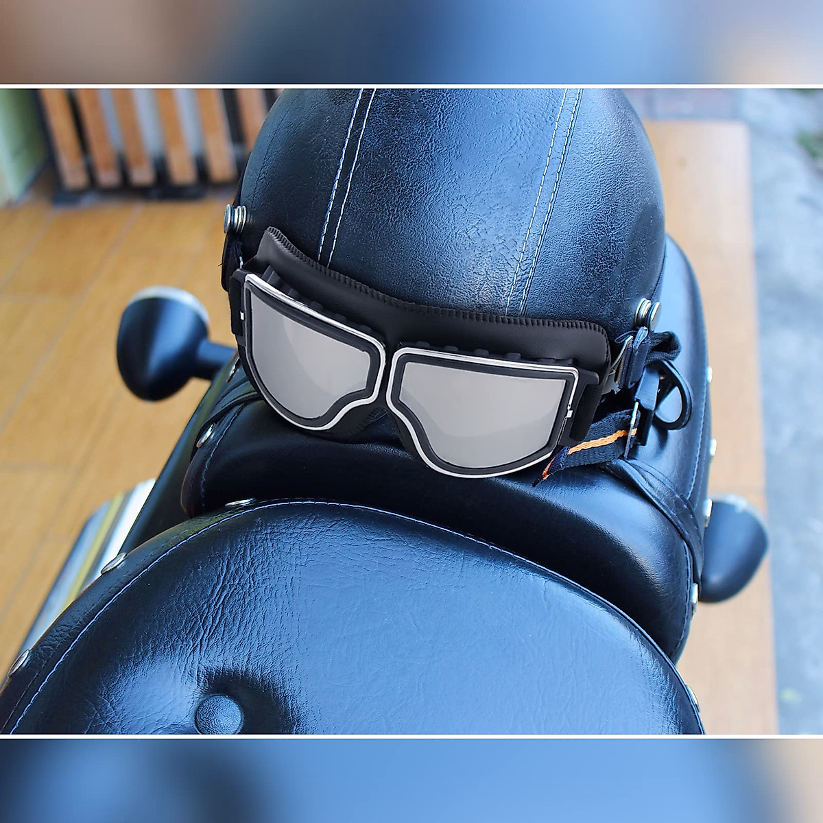 Frienda 2 Pieces Motorcycle Goggles Vintage Pilot Riding Dirt Bike Goggle ATV Anti-Scratch Dustproof Windproof (Clear, Silver)