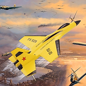 Eayaele SU-35 RC Plane, 2CH Remote Control Airplane, Hobby RC Glider, Ready & Easy to Fly for Beginners, RC Aircraft Jet with Luminous Strip (Yellow)