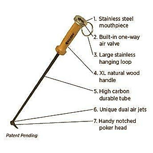 Walden Backyards Fire Pit Stoker Poker® XL 46" - High Temperature Heavy Duty Steel Blow Through Airflow Valve Firepit Stoker Tool for Outdoor Pits and Campfire - Extra Long Fire-Poker 46"