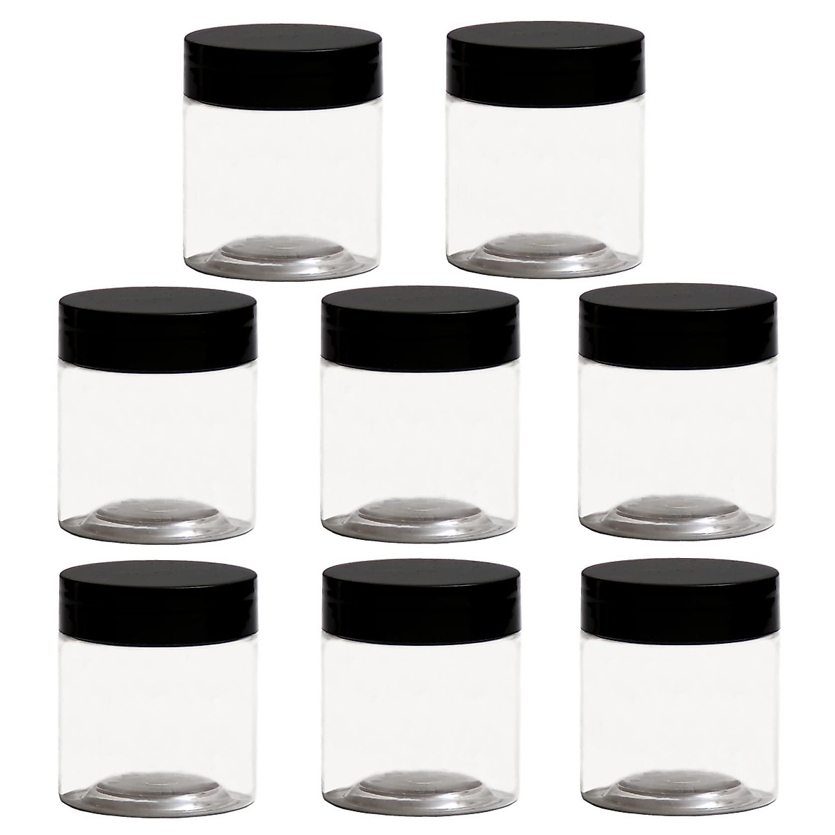 Rolanrosa Plastic Jars with Lids, 4oz Empty Clear Slime Containers,Wide-Mouth Refillable Storage Containers for Lotion,Cream, Ointments,Cosmetics,Samples