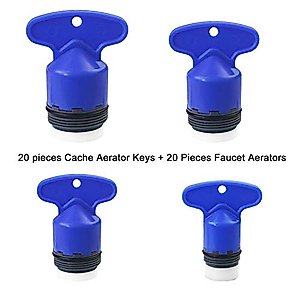WeiMeet 20 Pieces Cache Faucet Aerator Key Removal Wrench Tool with 20 Pieces Faucet Aerator for M 16.5 18.5 21.5 24 Cache Aerators