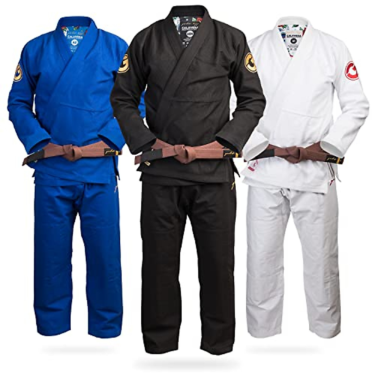 Gold BJJ Calavera Jiu Jitsu Gi - Ultra Strong Gold Weave Premium Kimono - IBJJF Competition Approved Uniform (Black, A4)