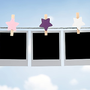 LUOZZY 200 pcs Mini Clothes Pins Wooden Mini Clothes Pins for Photo Colorful Star Shape Clothespins Wall Hanging Photo Clips for Crafts Memo Picture Pegs, 1.18inch