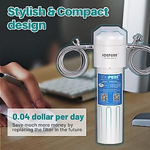 ICEPURE Under Sink Water Filter System, 3 Years or 22K Ultra High Capacity, NSF/ANSI 42 Certified, Direct Connect Under Counter Drinking Water System, 0.5 Micron, with an Extra Replacement Filter