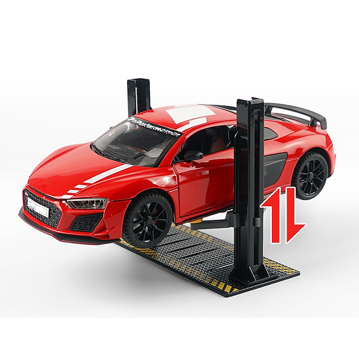 Gilumza Display Case DIY Simulation Scenario Die-cast Model with LED Light, Garage Scene Model for Motorcycle Toy Car Toys Collectibles Assemble (10x6x5inch) (No Acrylic)(No Glass)