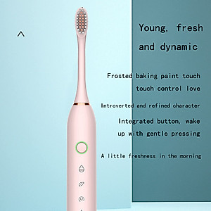 Electric Toothbrush with 4 Brush Heads, 6 Cleaning Modes, Smart Timer, IPX7 Waterproof Gentle and Effective Clean Teeth, Rechargeable Sonic Toothbrush for Adults