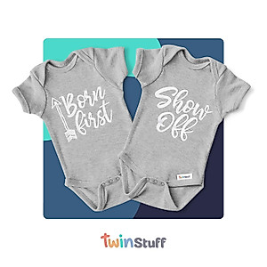 Twinstuff 100% Cotton Newborn Twin Rompers – Adorable Unisex Matching Outfits for Baby Boys & Girls – Soft, Breathable, and Comfortable – Machine Washable – Size 0-3 Months