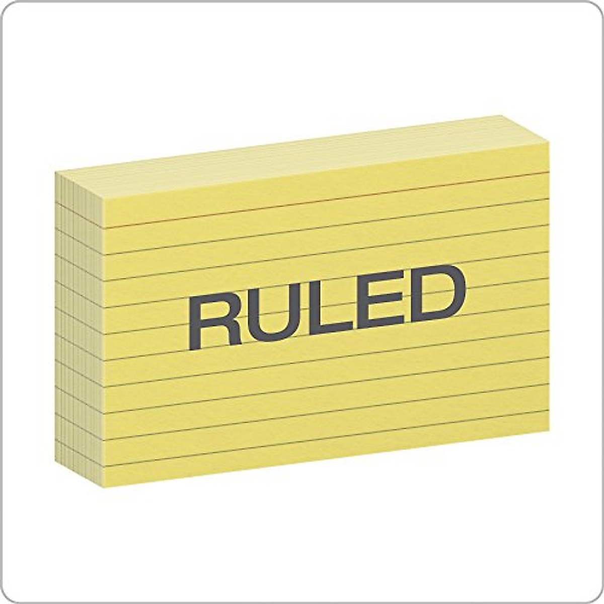 Oxford Ruled Color Index Cards, 3" x 5", Canary, 100 Per Pack (7321 CAN)