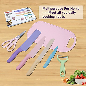 Professional Colorful Kitchen Knives Set of 7 Pieces, Non-Stick Blades with High Carbon Stainless Steel, Chef Knives Set for Cutting, Slicing, Paring, and Cooking