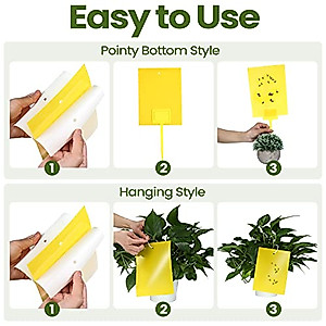 400 Pieces Sticky Traps for Gnats Yellow Dual Sided Sticky Traps for Indoor and Outdoor Fruit Fly Plant Sticky Traps with Twist Ties and Plastic Holders for Flying Plant Insect, Fungus Gnats