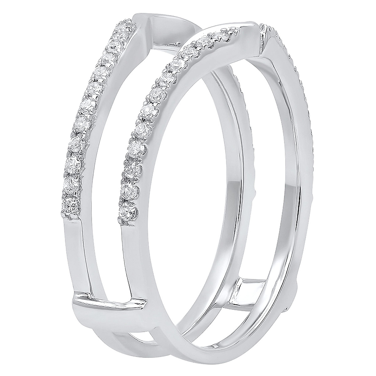 Dazzlingrock Collection Round White Diamond Chevron Style Wedding Band Guard for Women (0.25 ctw, Color I-J, Clarity I2-I3) | 10K White Gold, Size 5