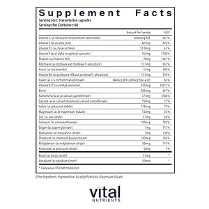 Vital Nutrients - Multi-Nutrients 2 - Citrate/Malate Formula (with Copper and without Iron) - Multi-Vitamin/Mineral, Potent Antioxidants, Gentle Bioavailable Form - 180 Vegetarian Capsules per Bottle