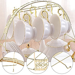 CALLARON Iron Cup Holder Coffee Cup Rack Metal Cup Rack European Style Tea Cup Holder for Cafe Home (Golden)