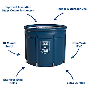 ICE TUB Portable Ice Bath for Athletes with Lid, Pump, Manual, and Anti-Leak Materials: 100 Gallons Cold Water Therapy Tub for Indoors and Outdoors, 5 Layer Cold Plunge Pool