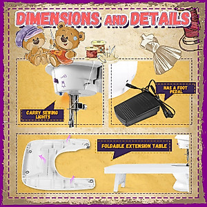 Portable Sewing Machine with Extension Table and Light, Mini Handheld Sewing Machine with Upgraded, Two Threads Double Speed Double Switches, Easy to Use for Kids,Beginners and DIY
