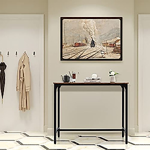Giantex 48" Narrow Console Table - Long Bar Table, Rectangular Kitchen Dining Table w/Steel Frame, Adjustable Feet, Pub Table Counter Height Table, Sofa Side Table for Entryway, Hallway, Entry Table