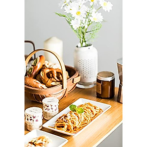 LAUCHUH Serving Platter, 10” Rectangular Plates Serving Tray Porcelain Platters for Parties, Sushi, Dessert Microwave and Dishwasher Safe Set of 4, White