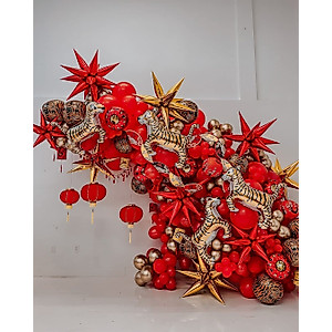 CYMYLAR 3pcs 26inch 3D Explosion Star foil balloon, christmas day red Foil Cone star burst Balloons for Birthday Wedding New Year Party Event