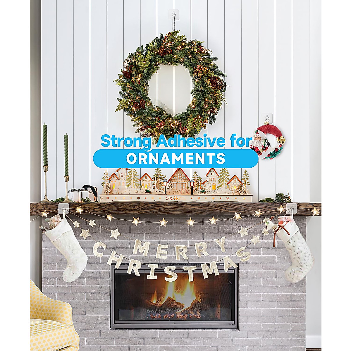 YOGEERNIC Adhesive Hooks for Wall(13lb Max), Wall Hangers Without Nails for Photos Frames, Utility Waterproof and Oil Resistant Hooks for Decorations and Bathroom Kitchen Racks -10 Pack