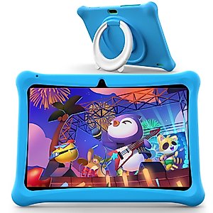 SGIN 10.1 inch Kids Tablet Android 12, 64GB ROM 2GB RAM(TF Card 512GB), Pre-Installed iWawa, Parental Control, 2.4G/5G WiFi, BT4.2, Dual Camera, Educational, Toddler Tablet Shockproof Case(Blue)