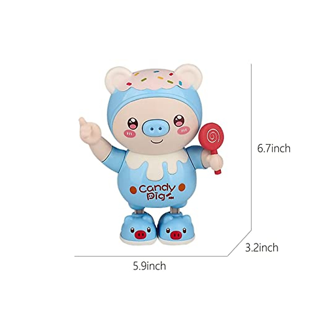 Dancing Piggy Robot Toys for Kids Funny Dancing Automaton Toy with Led Lights and Music, Interactive Electronic Kids Piglet Robot Toy, for Boys and Girls (Blue)
