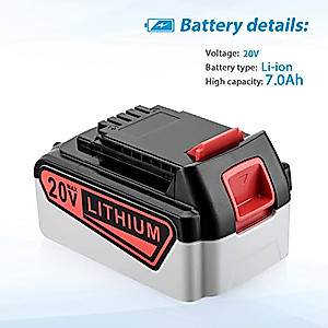 Powerextra 20V 7.0Ah Replacement Battery for Black and Decker 20V Cordless Power Tool 20 Volt MAX Lithium Ion Battery LBXR20 LB20 LBX20 LBXR2020-OPE LBXR20B-2 LB2X4020
