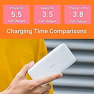 Xiaomi Mi 20000mAh Redmi Power Bank 74Wh 3.6A w/ 2 USB-A Port Rapid Charge Two Devices at Once, Dual Micro-USB/USB-C Input Port, Portable Charger for iPhone iPad Galaxy Smartphones