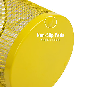 Mind Reader Mesh Trash Can, 16.65L (4.4 gal), Waste Paper Basket, Round, Office, Metal Mesh, 11.5" L x 11.5" W x 13.75" H, Yellow