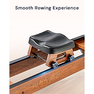 TOPIOM Water Rowing Machine for Home Use, Solid Wood Rower Machine with Upgraded Handle and Adjustable Footpad, TM3 Dedicated Monitor & Bluetooth Connection (Natural Adjust Footpad)