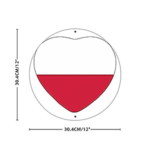 lutieger Hanging Metal Tin Sign Poland Wall Poster Metal Plaque Love Heart Shaped Flag House Dining Room Yard Man Cave Decor State Map Sailor Sailing Sign Gift 12x12in Round