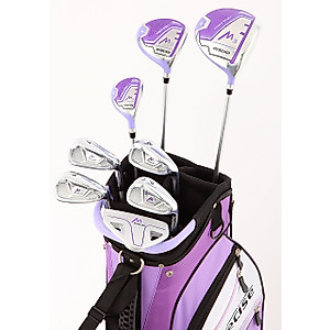Precise M3 Ladies Womens Complete Golf Clubs Set Includes Driver, Fairway, Hybrid, 7-PW Irons, Putter, Stand Bag, 3 H/C's Purple - Regular, Petite or Tall Size! (Petite Size -1", Right Handed)