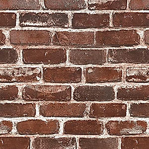 Akywall Red Brick Wallpaper Peel and Stick Realistic Distressed Textured Rock Stone Self Adhesive Contact Paper Embossed Vintage Removable Vinyl Wall Paper Faux Brick Look Wall Covering 118inch